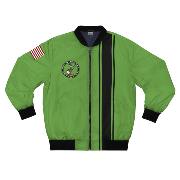 Road Runner Superbird Men's AOP Bomber Jacket Sublime Green Black Stri ...