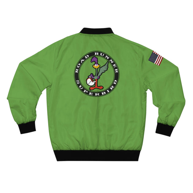 Road Runner Superbird Men's AOP Bomber Jacket Sublime Green Black Stri ...