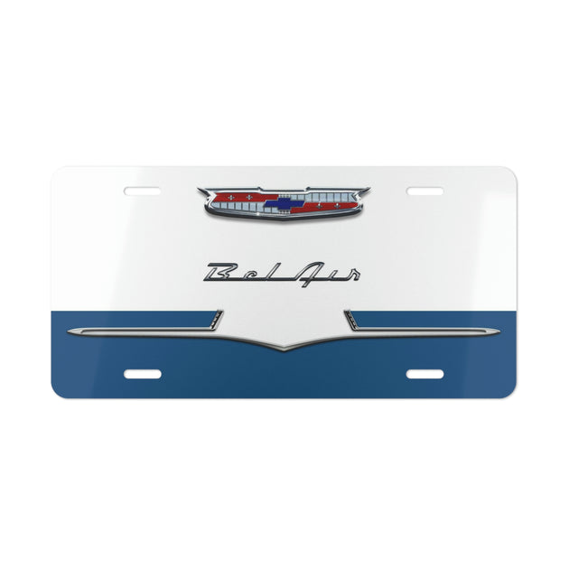 56 1956 Chevy Bel Air Tribute Vanity Plate blue/white – MotorCityHardware