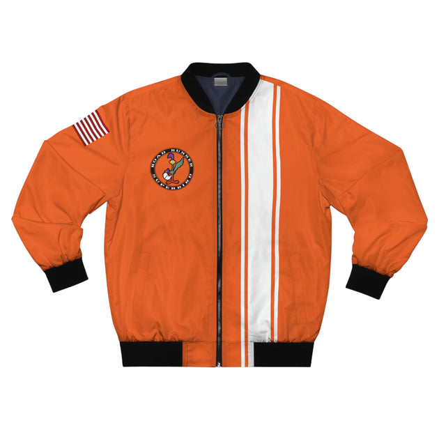 Road Runner Superbird Men's AOP Bomber Jacket Orange White Stripe ...